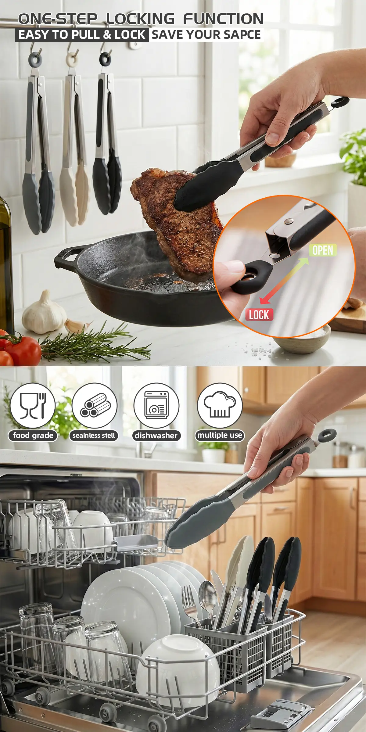 Silicone Kitchen Utensils Set, Non-Toxic Cooking Tools with Solid ...