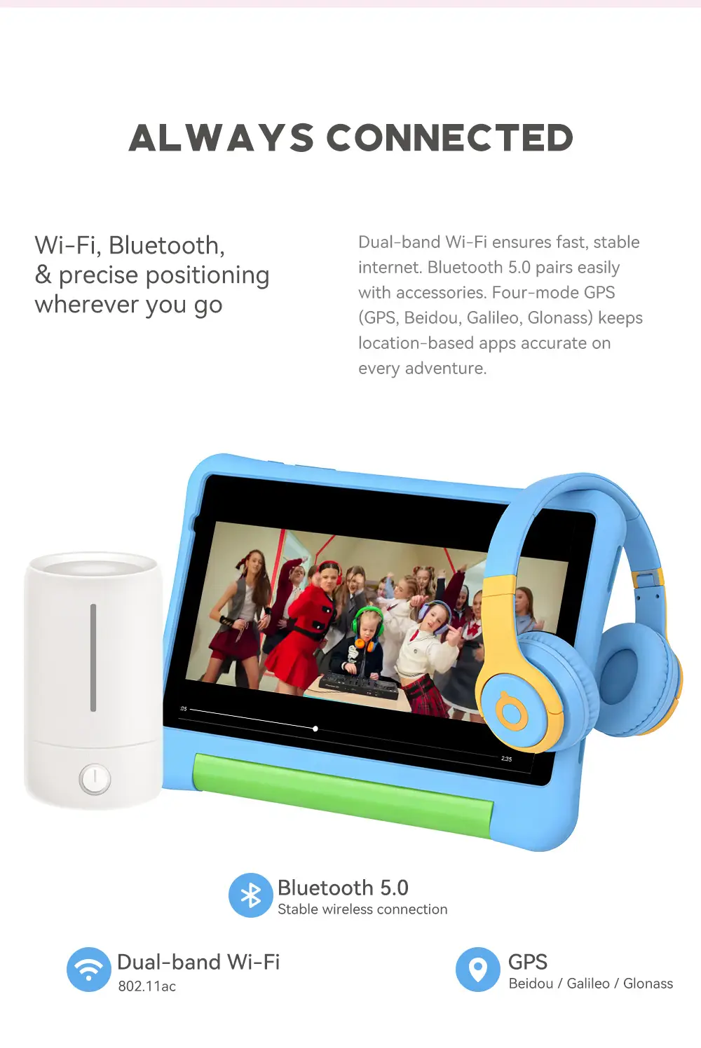 Alldocube Kido Children's Tablet with Blue protective case, 8 Inch ...