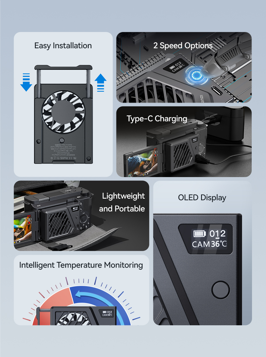 Ulanzi New Model Camera Cooling Fan Black, 72mm, Mini Intelligent ...